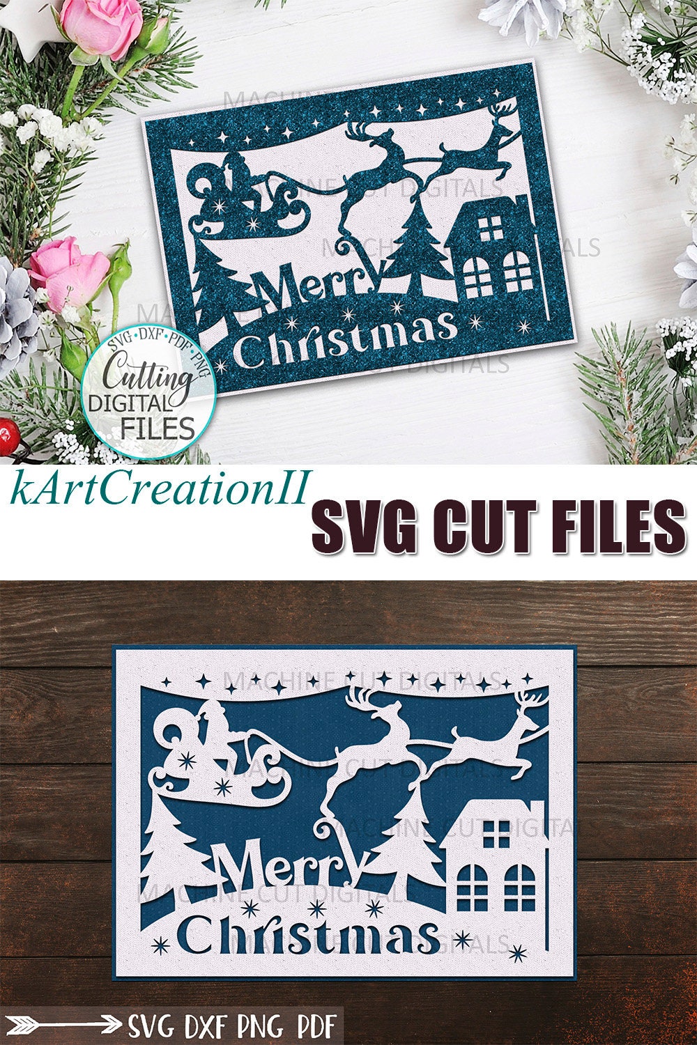 Christmas Card Svg File Cards Cut Files Laser Cut Template | Etsy