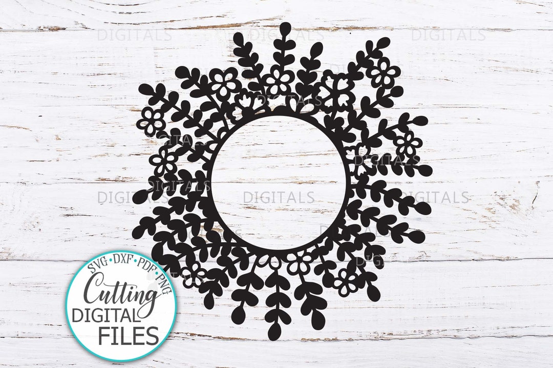 Floral Wreath Monogram Frame Svg Cutout Template Papercut - Etsy