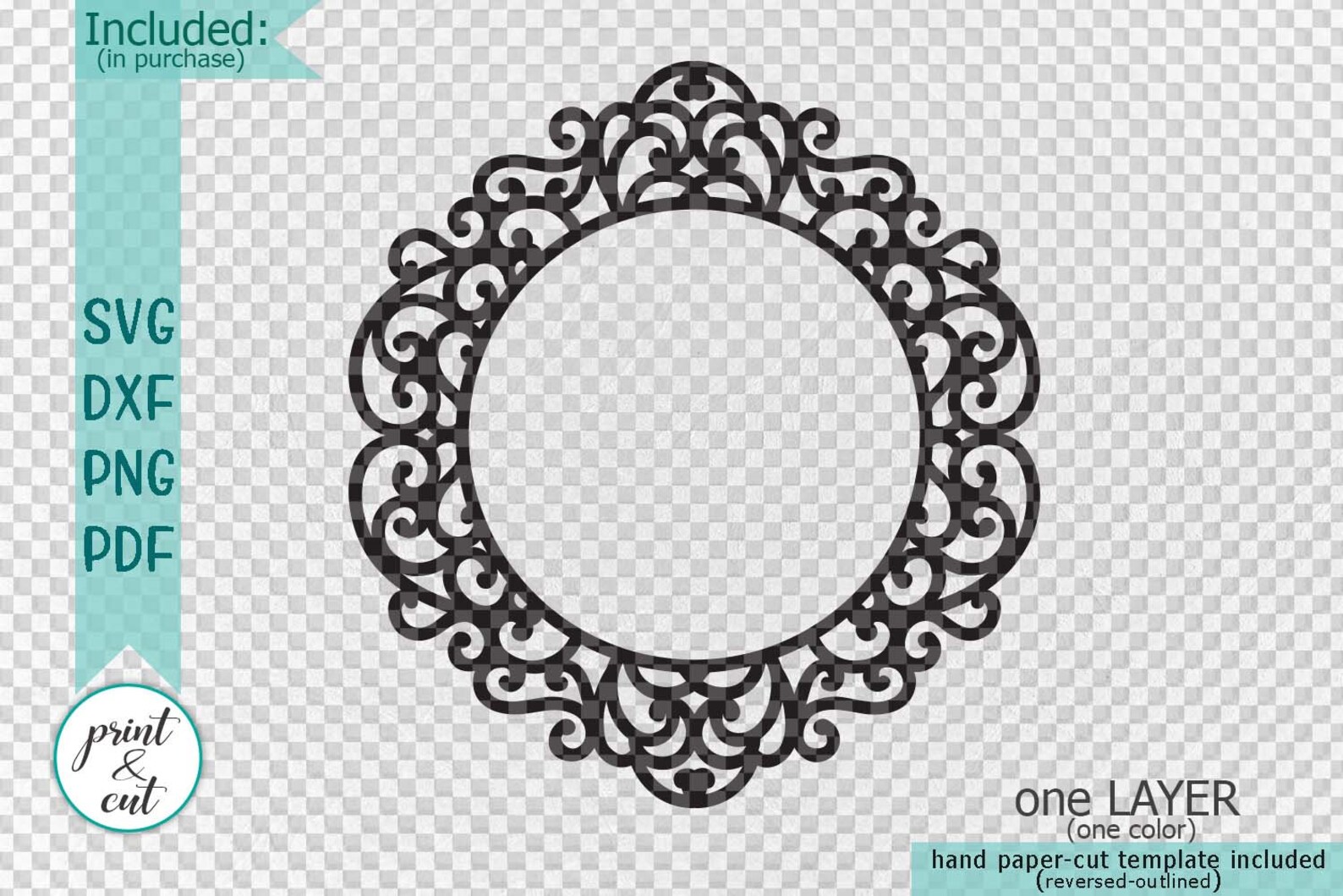 Swirly Monogram Svg File Circle Frame Svg Cricut Template - Etsy