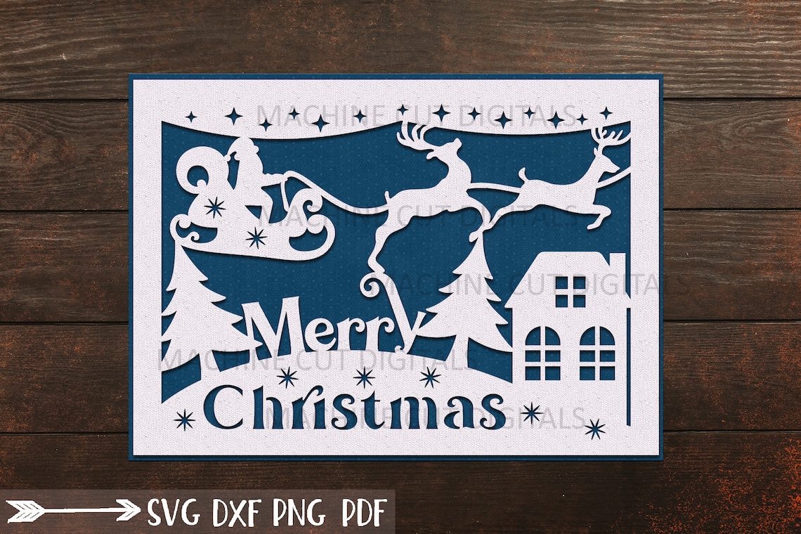 Christmas Card Svg File Cards Cut Files Laser Cut Template | Etsy