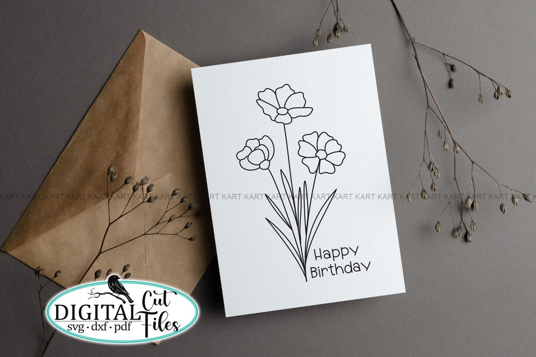 Simple Birthday Card Svg, Cricut Joy Card, Greeting Card Svg, Simple ...