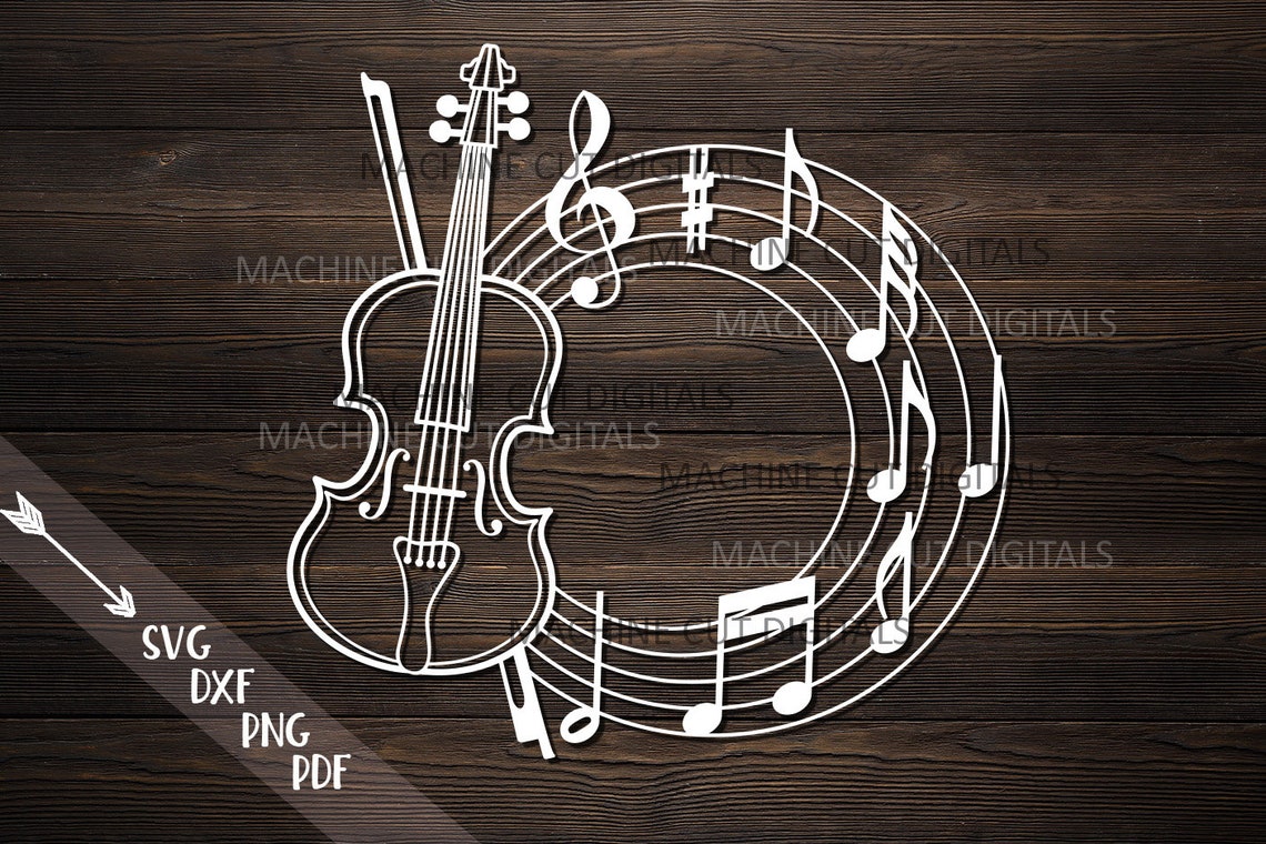 Violin Monogram Frame for Name Sign Svg Laser Cut File for | Etsy