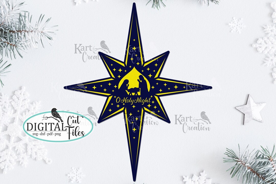 Nativity Christmas Star Svg, Laser Cut Template, Glowforge, Layered ...