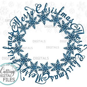 Merry Christmas Frame With Snowflakes for Name Sign Svg Laser - Etsy