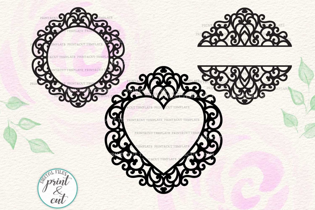 Swirly Monogram Svg, Wedding Frame Bundle, Svg, Heart Frame Svg, Split ...
