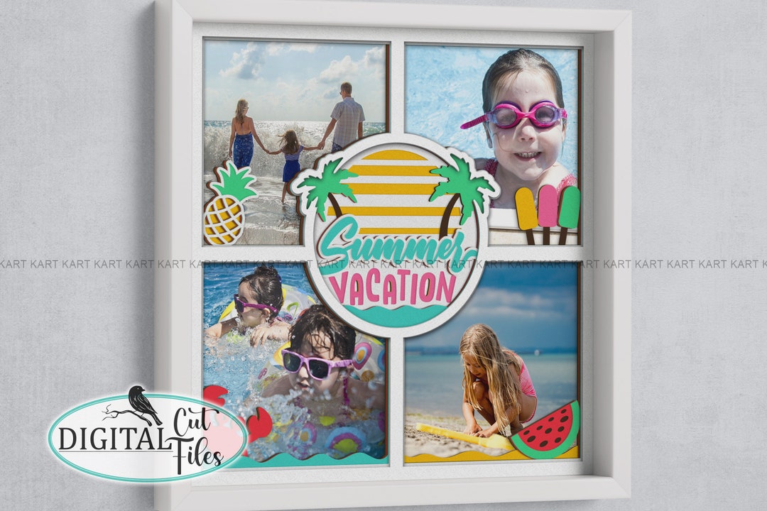 Summer Shadow Box Svg Custom Photo Frame Cricut , Multilayered Svg ...