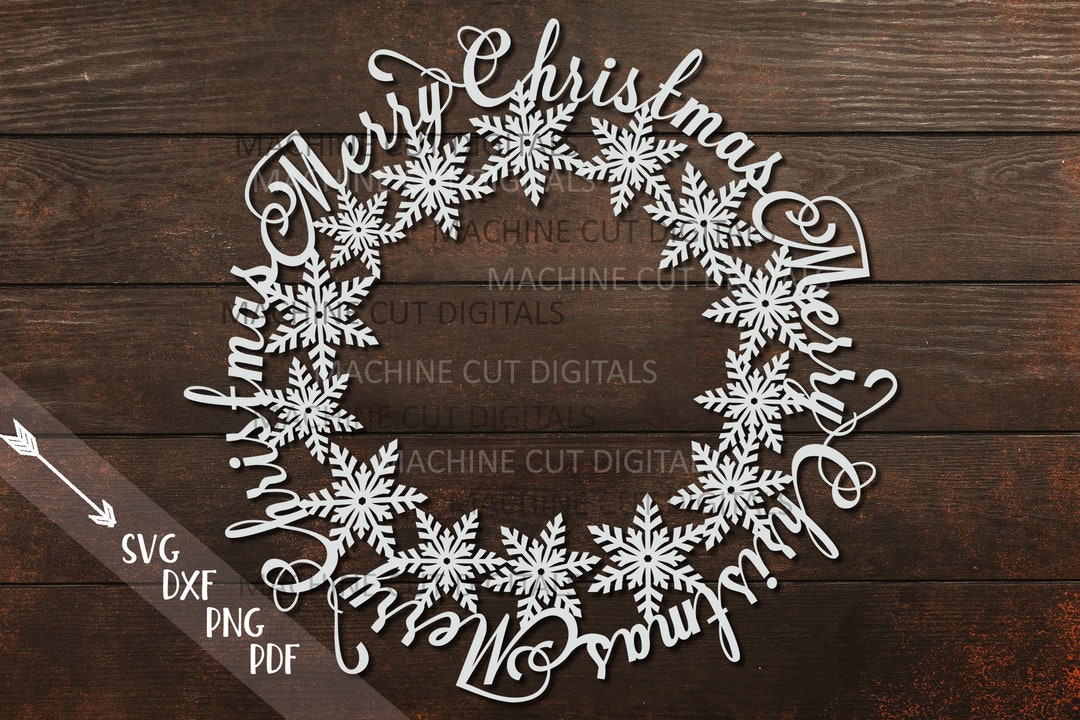 Merry Christmas Frame With Snowflakes for Name Sign Svg Laser - Etsy