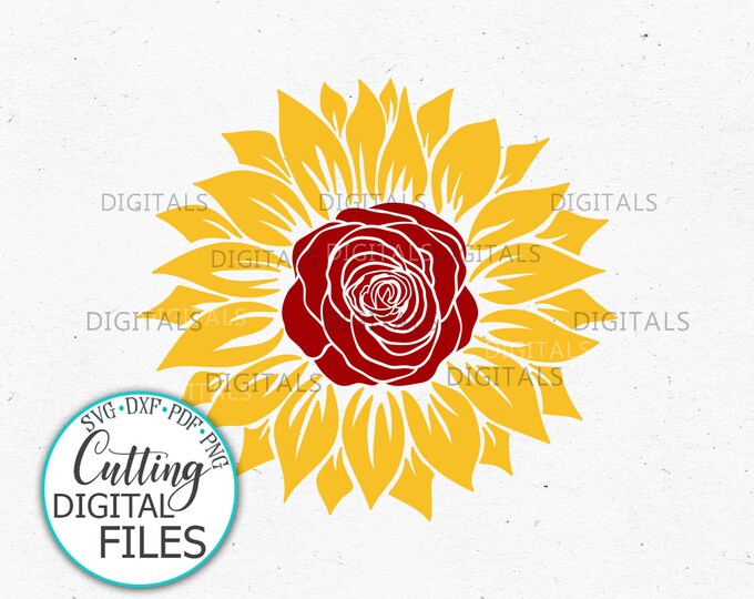 Sunflower Rose Svg Flowers Svg Cricut Project Silhouette - Etsy