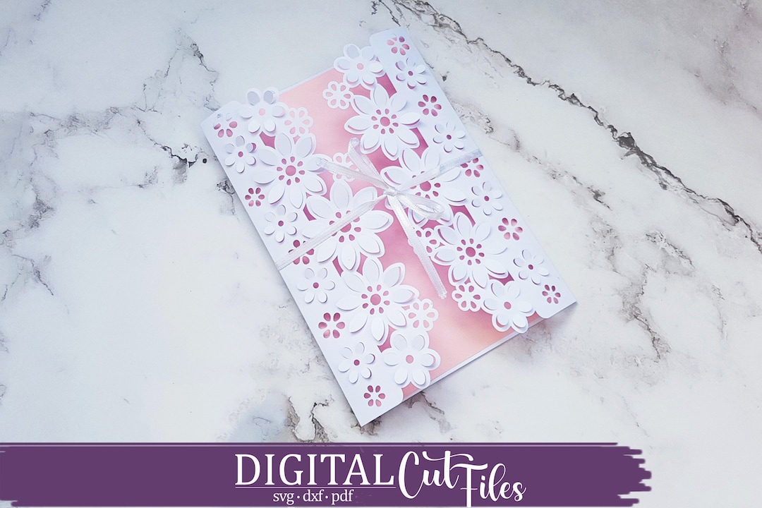 Floral Gate Fold Svg Wedding Invitation Svg, Cricut, Laser Cut Template ...