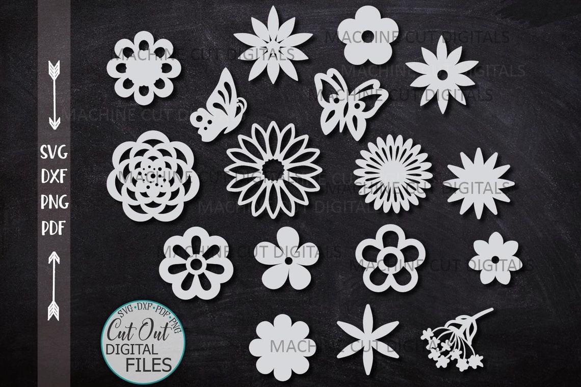 Simple Flowers Bundle Svg Paper Cut Svg Laser Cut Template - Etsy