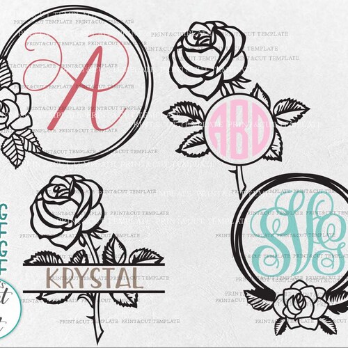 Flower Wreath Svg Rose Svg Split Monogram Floral Svg Svg - Etsy