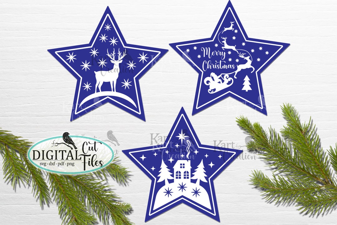 Christmas Star Svg, Christmas Ornaments Svg, Laser Cut Template, Cricut ...