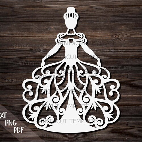 Bride Svg Princess Svg Glowforge File Floral Dress Topper - Etsy