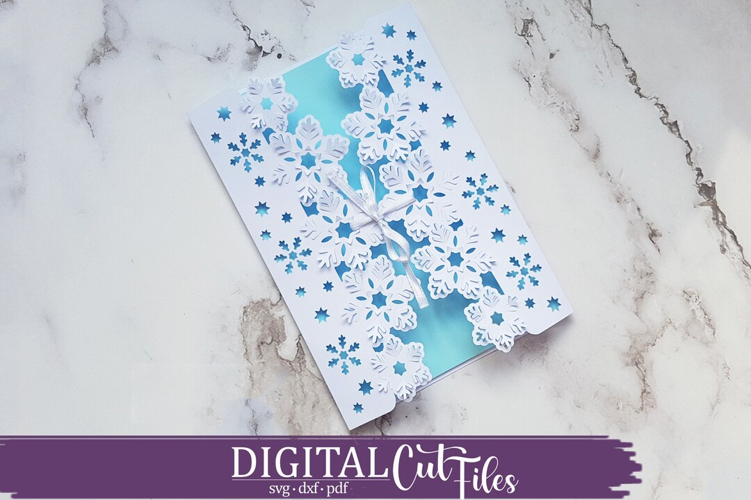 Snowflakes Gate Fold Svg Wedding Invitation Svg, Cricut, Laser Cut ...