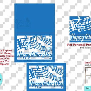Fathers Day Music Card Svg Cricut, Card Svg, Music Notes Card Svg ...