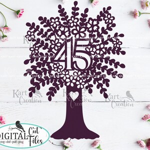 45 Annyversary Tree Svg, Family Tree Svg, Hand Drawn Svg, Floral Tree ...