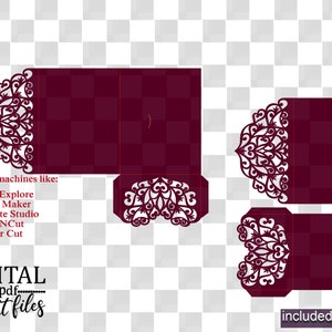 Trifold Wedding Invitation Svg, Cricut, Laser Cut Template, Pocket ...