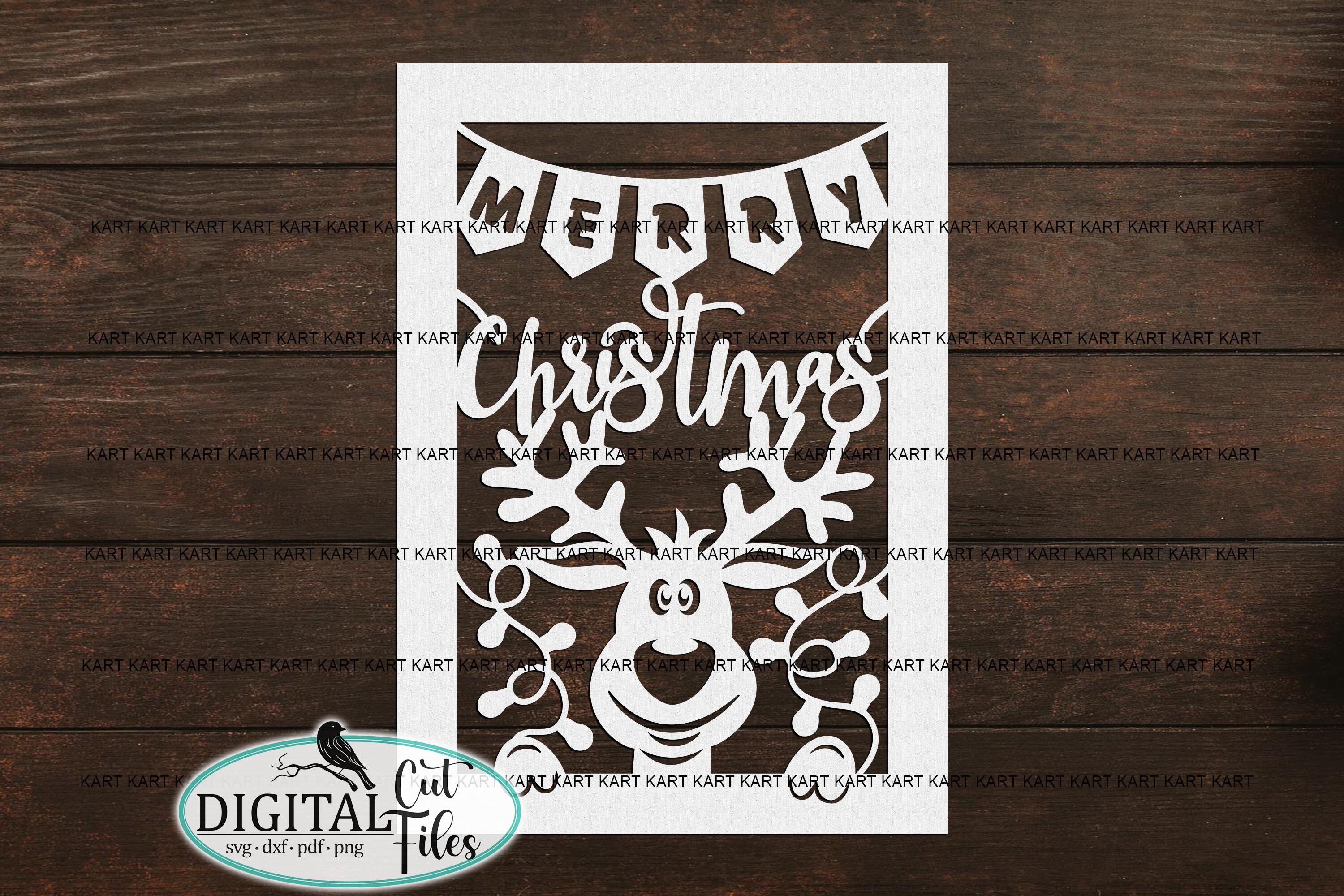 Cricut Christmas Card Svg Deer Card Svg Merry Christmas - Etsy