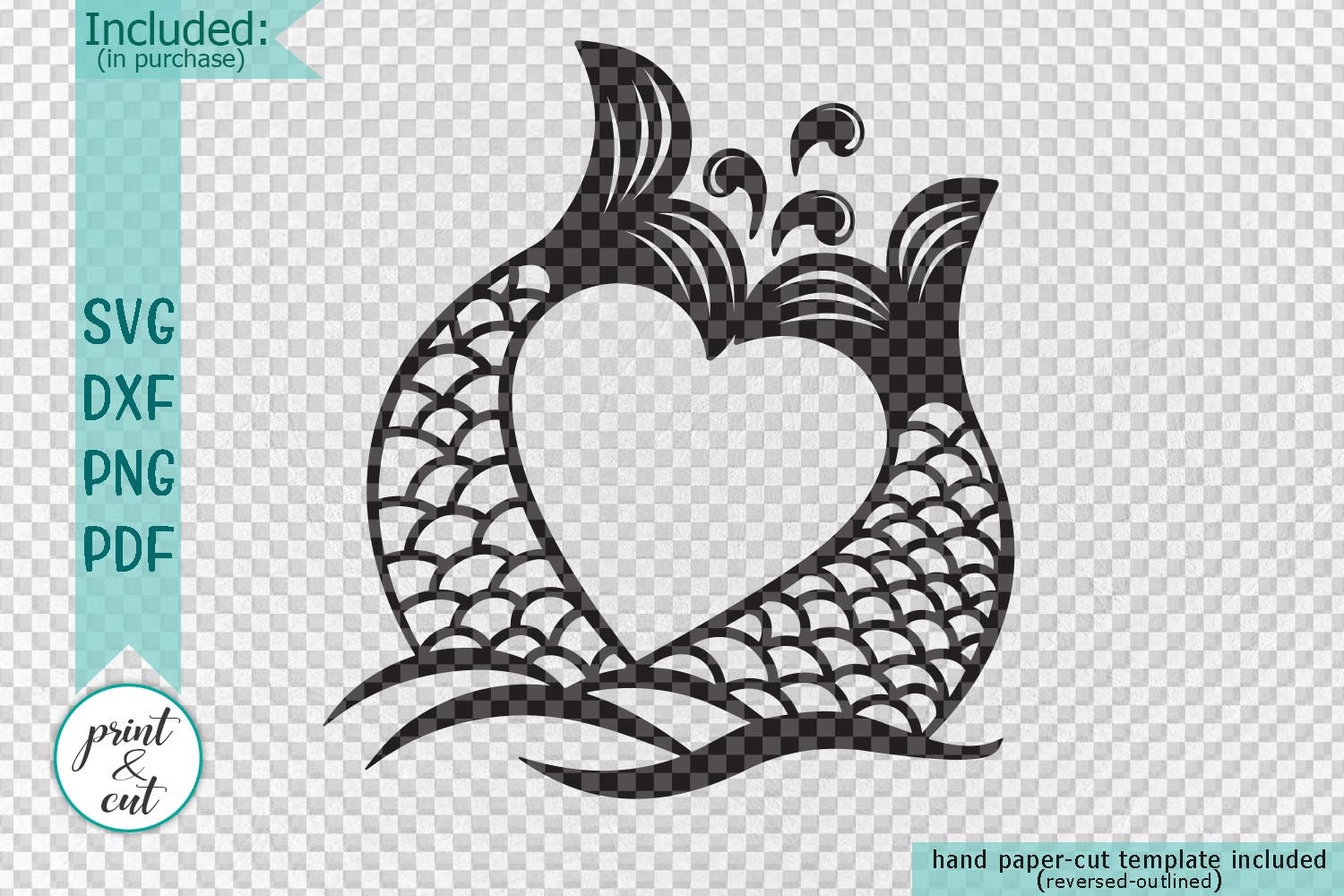 Mermaid Tails Heart Svg Mermaid Tail Svg Fish Tail Svg - Etsy