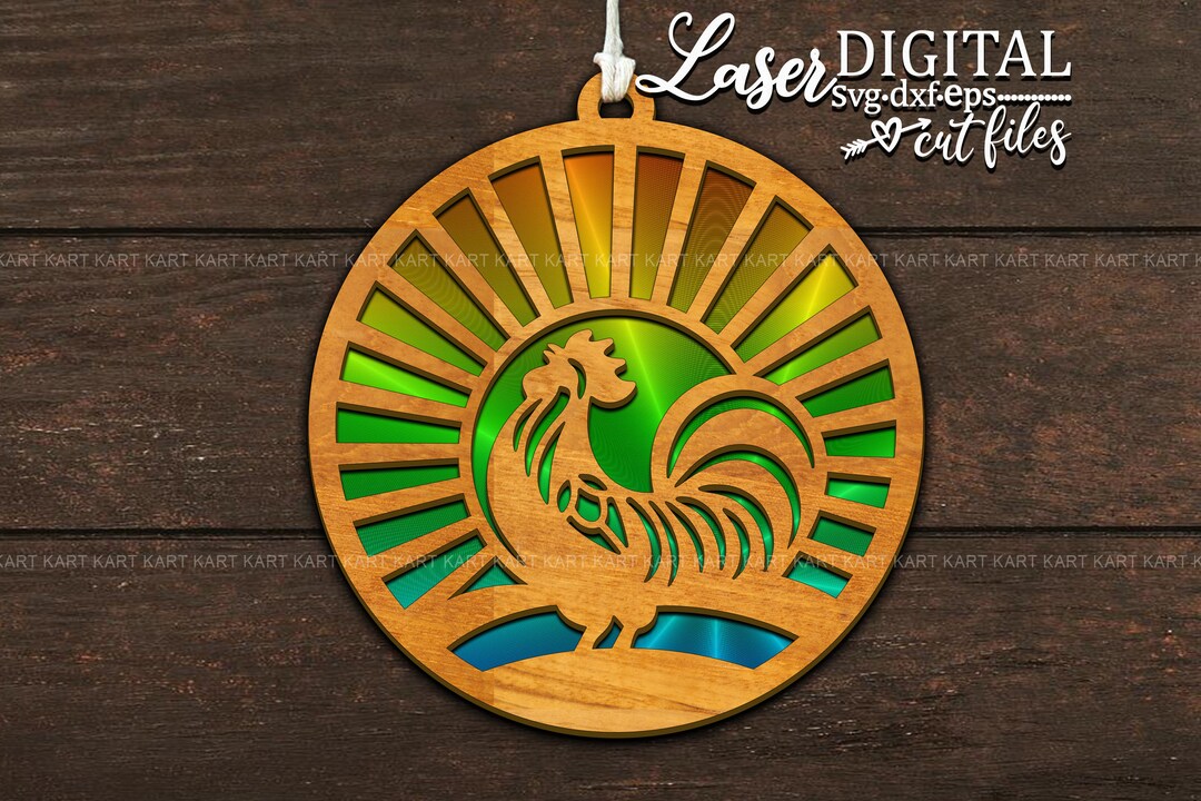 Rooster Suncatcher Svg, Laser Cut Template, DXF SVG Cut Out File ...