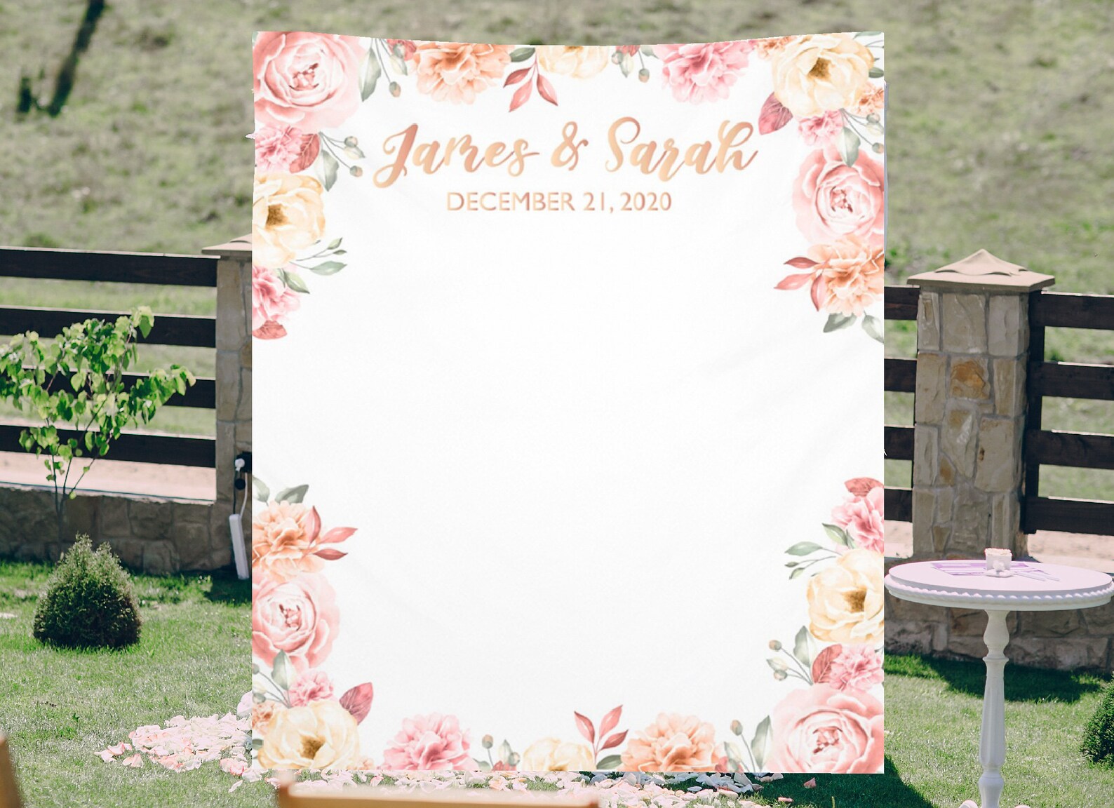 Custom Wedding Backdrop Photo Booth Personalized Bridal - Etsy