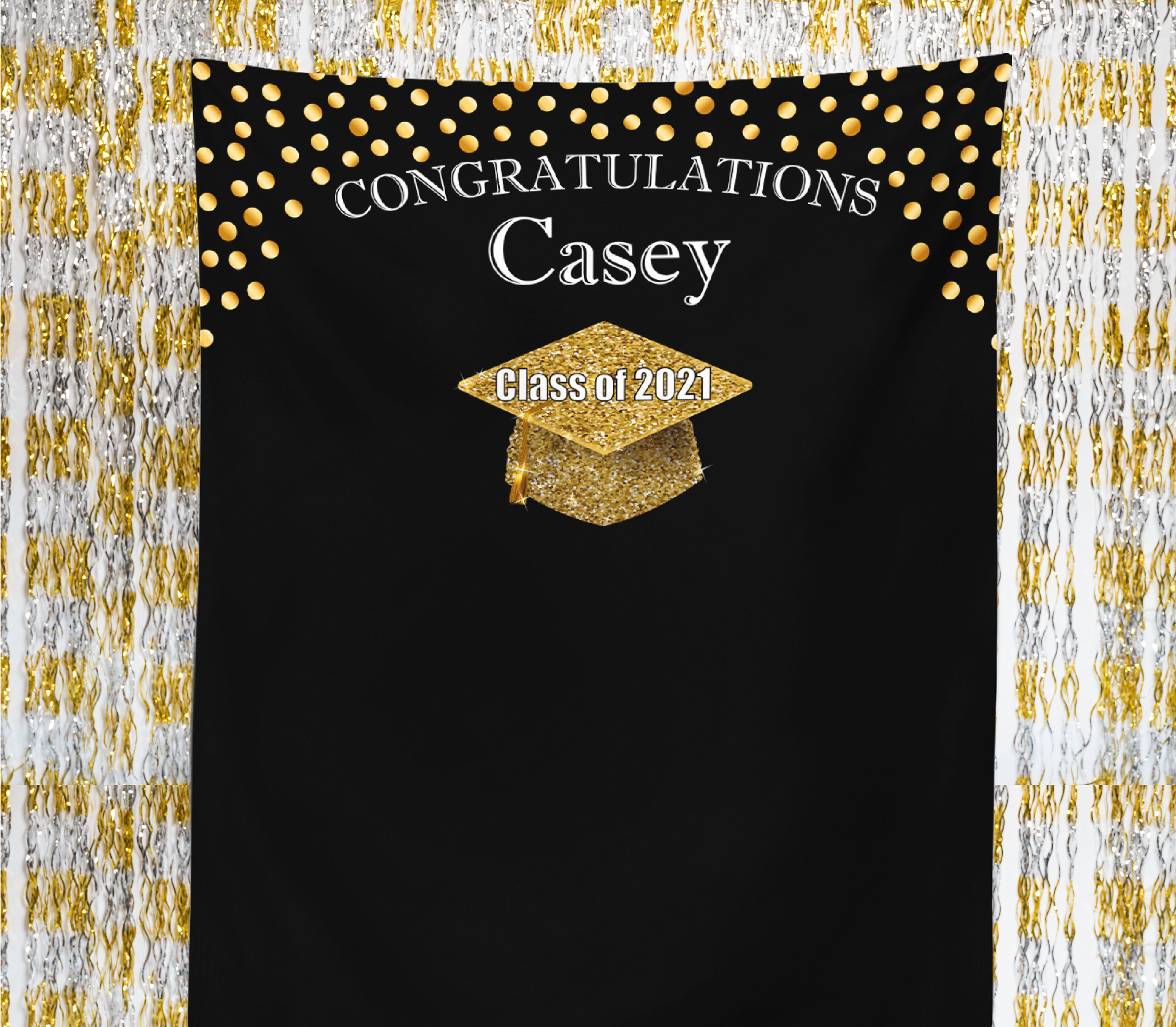 Gold Personalized College Graduation Backdrop 2021 Grad Sign | Etsy