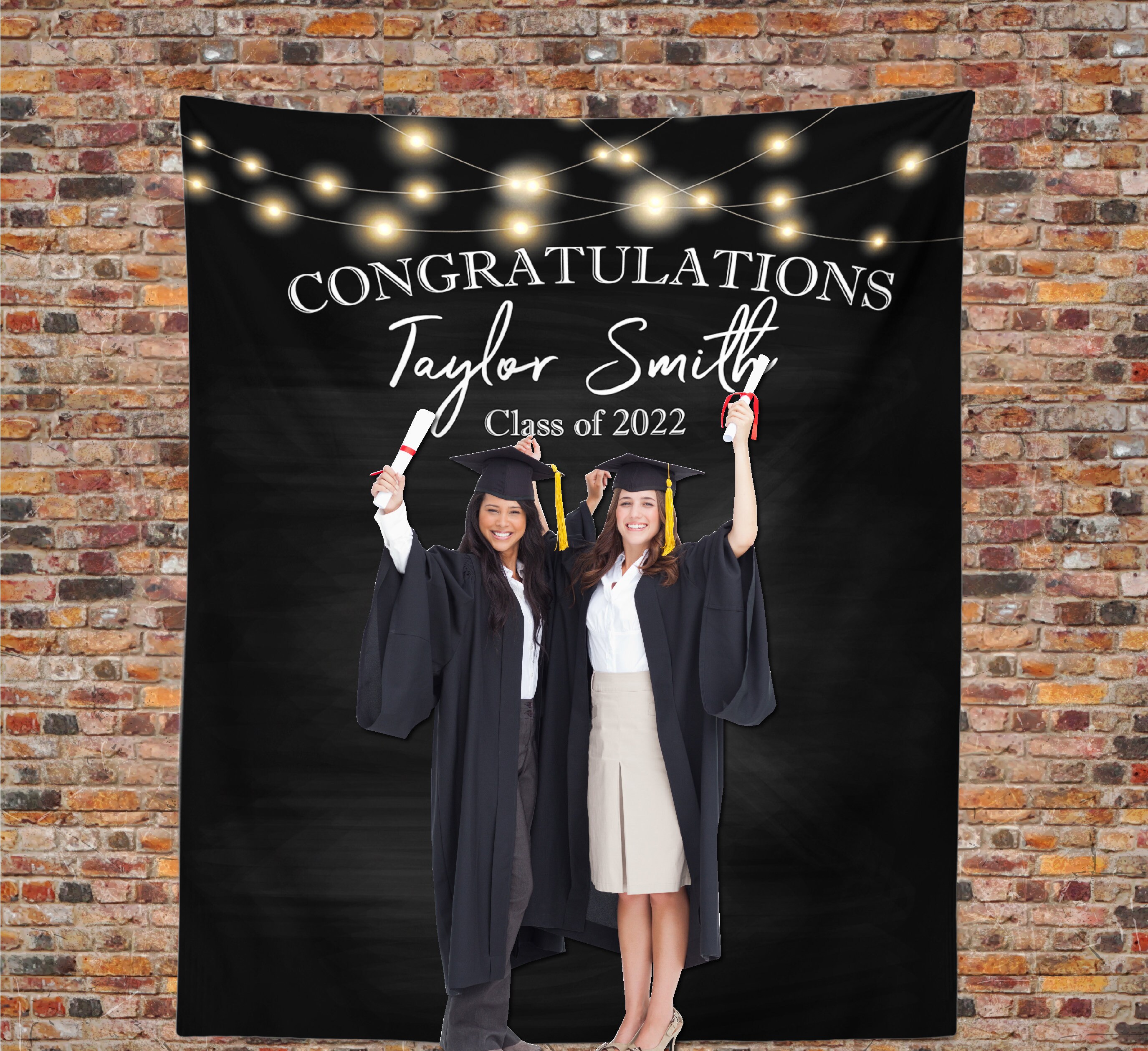 Paper & Party Supplies Twinkle String Lights Graduation Backdrop 2021 ...