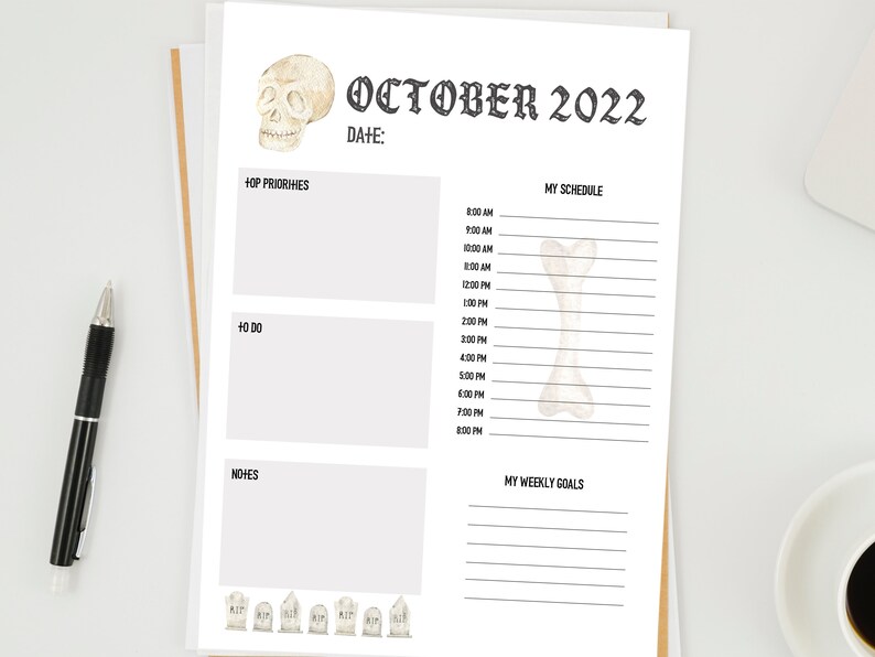 Halloween Daily Planner Printable Gothic Spooky Season - Etsy