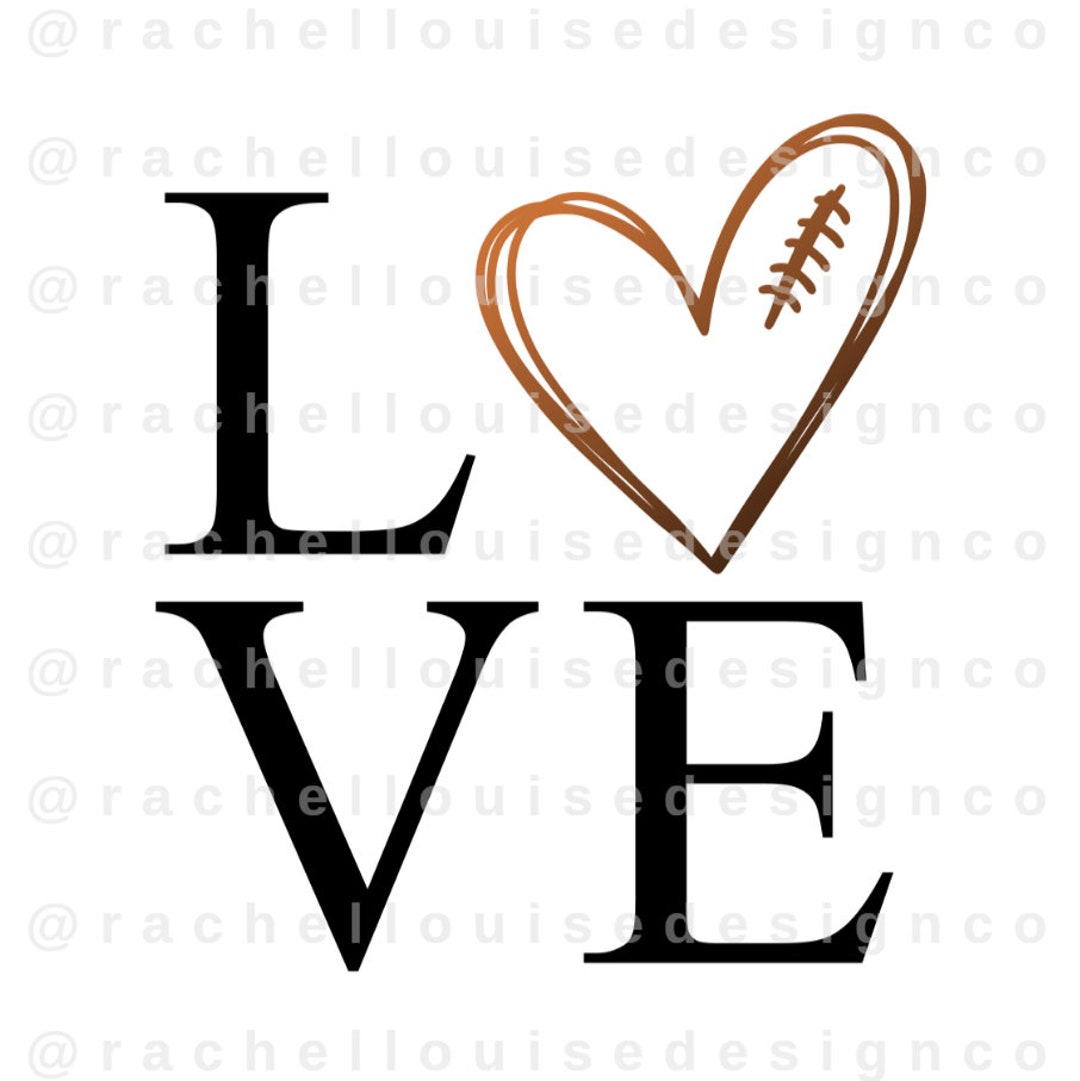 Love Football Heart Svg Dxf Eps Cut File For Cricut Etsy