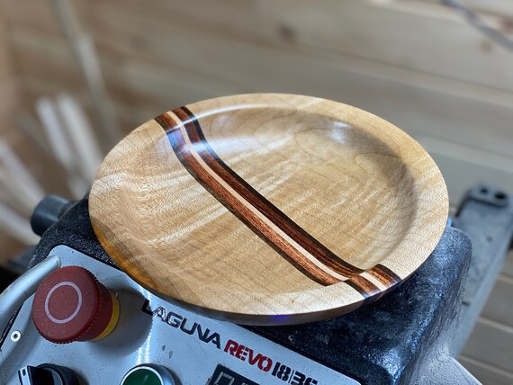 Maple Plate with Stripes — PF Woodturning