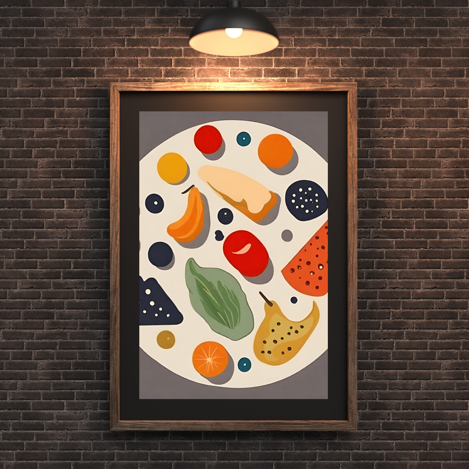 Vintage Food Plate Wall Art Minimalistic Abstract Fruits and Vegetables ...