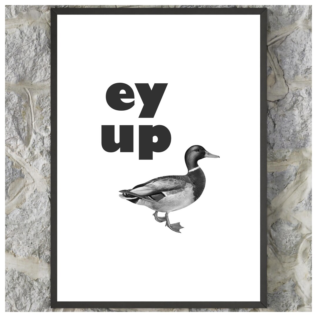 Digital Wall Art Print, Ey up Duck Print Design, Joke Prints, Funny ...