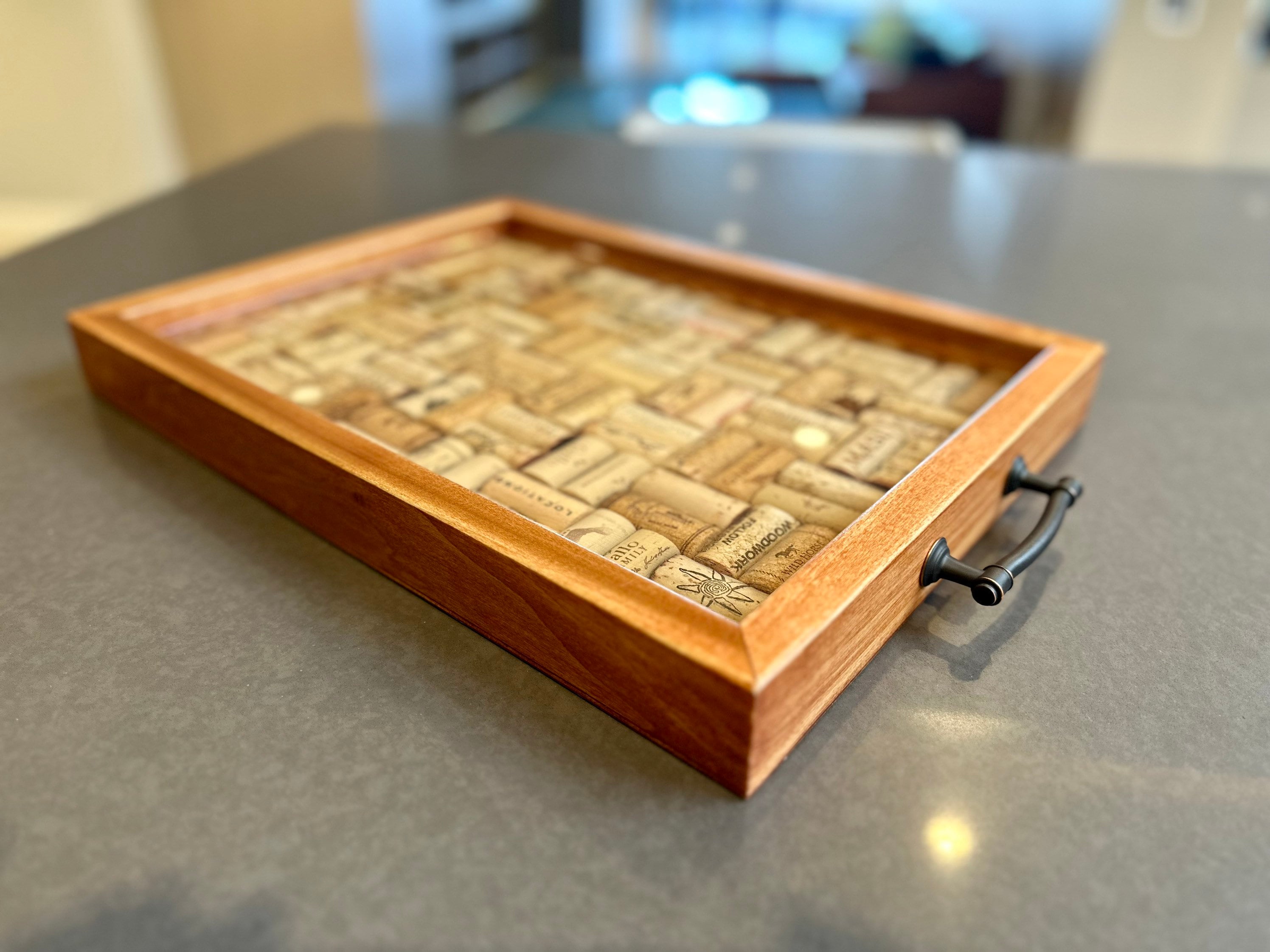 Wine Cork Resin Epoxy Art Wood Serving Tray Platter Charcuterie Board ...