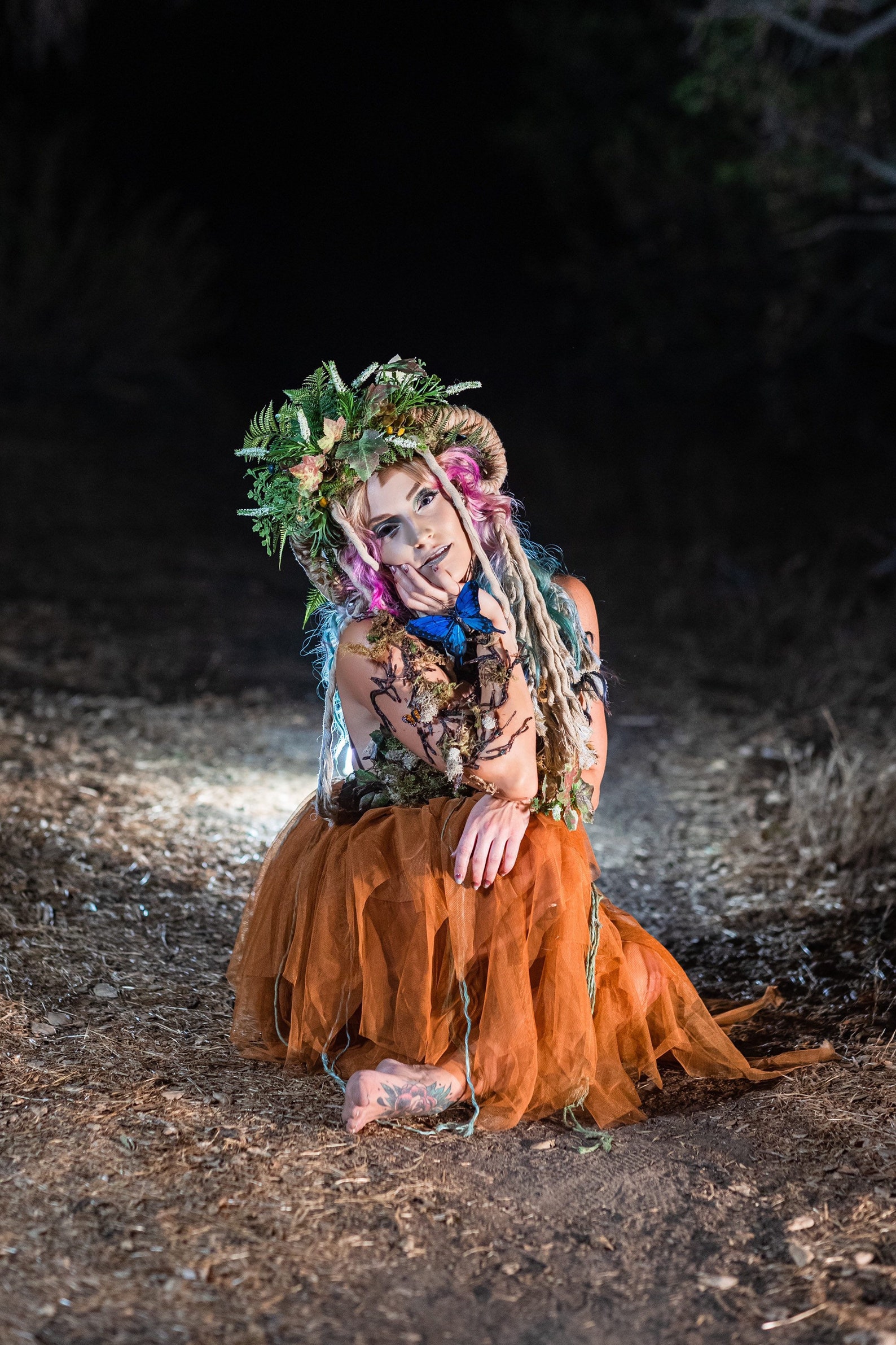 Forest Fairy Nymph Goddess Headdress Earthy Goat Horn Headband Costume ...