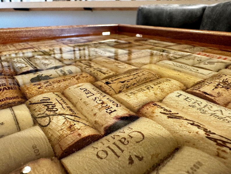 Wine Cork Resin Epoxy Art Wood Serving Tray Platter Charcuterie Board ...