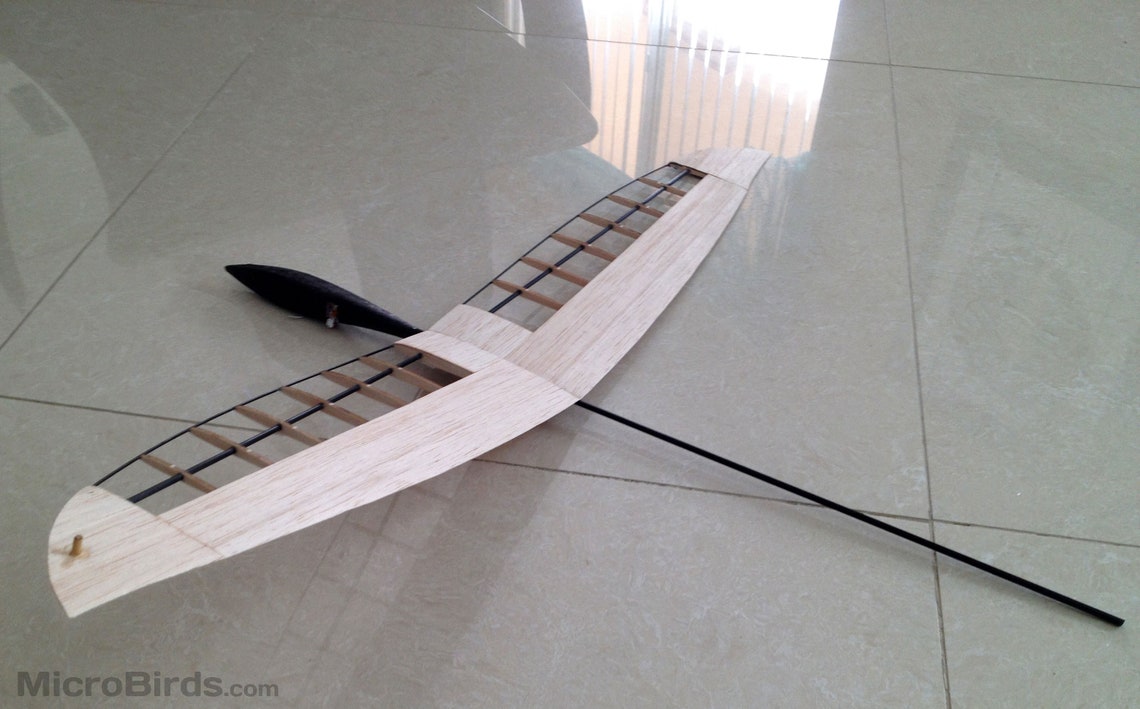 RC Glider Kit Micro Radio Control Glider Feather Squared Balsa Discus ...