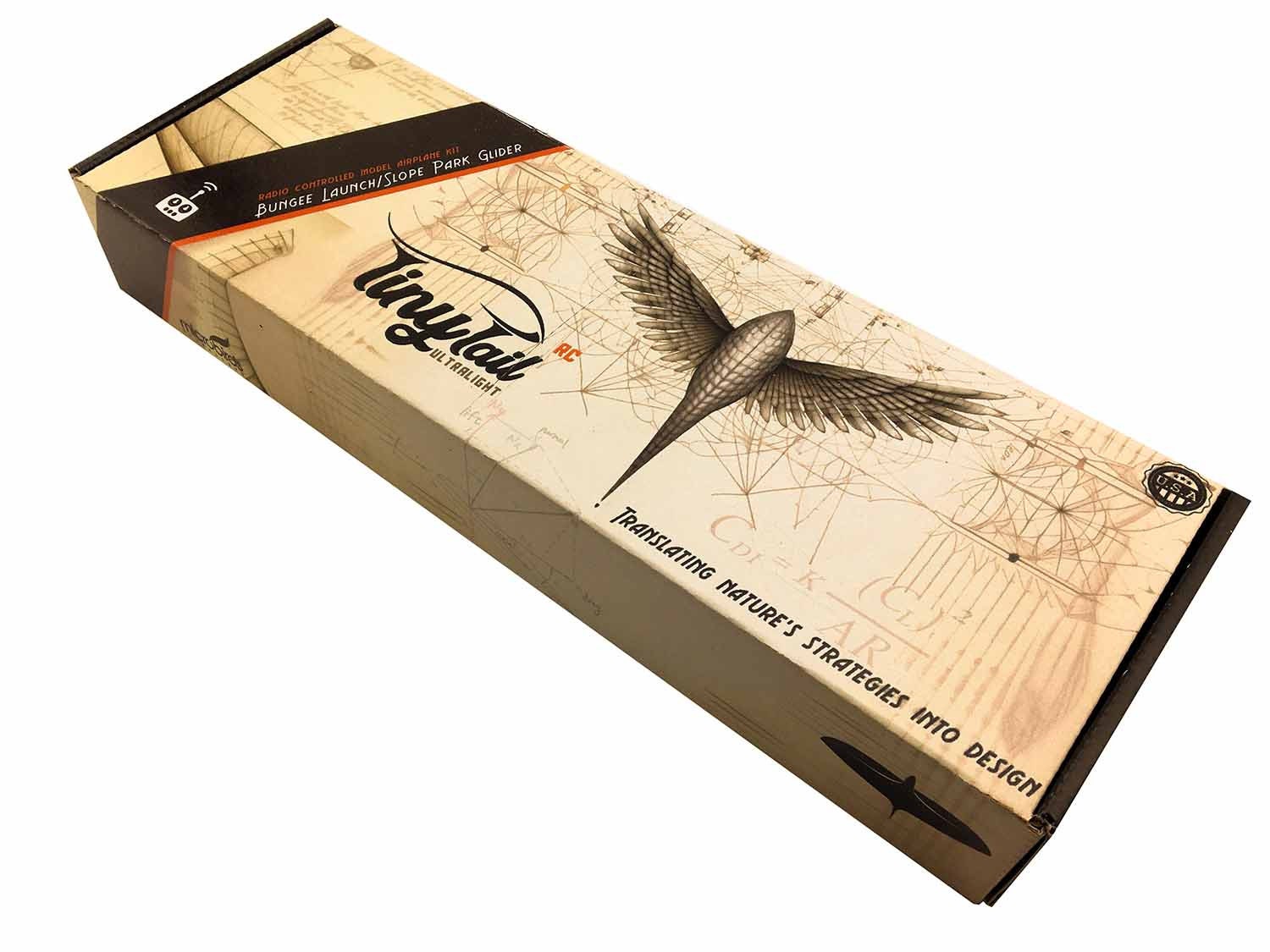 Tiny Tail 2ch RC Radio Control Glider Air Plane Kit Free Flight Bungee ...