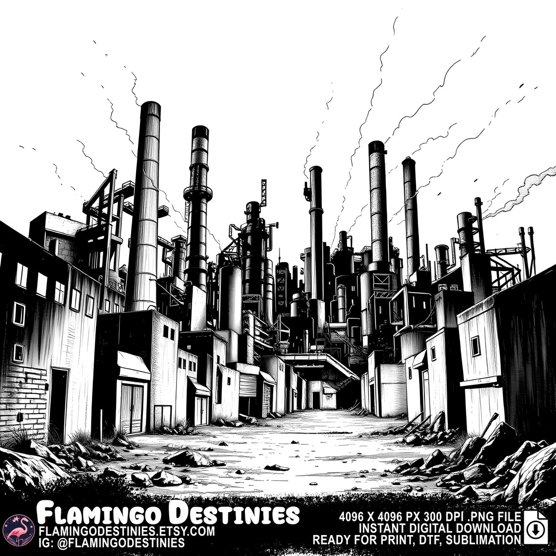 Factory Line Art, Manga Anime Background Scene | Digital Download ...