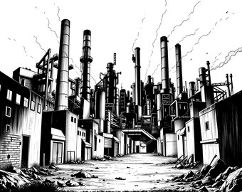 Abandoned Factory Shop Art Manga Anime Background Scene Digital ...