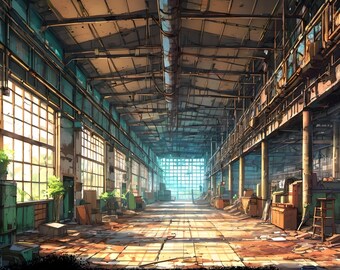 Factory Line Art, Manga Anime Background Scene | Digital Download ...