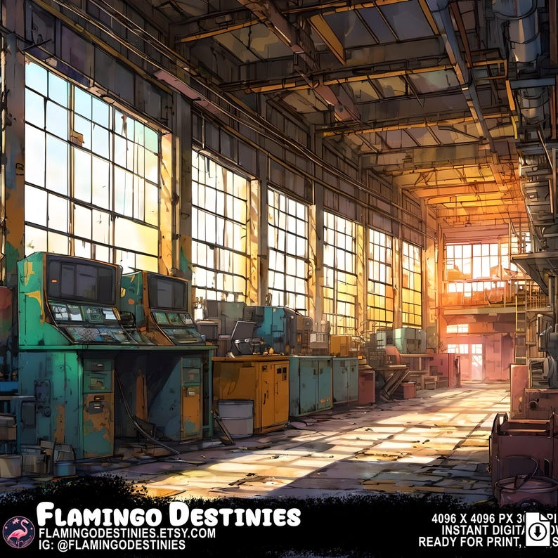 Abandoned Factory Shop Art Manga Anime Background Scene | Digital ...