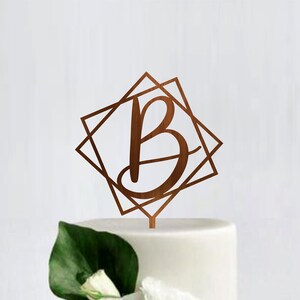 B Cake Topper, Geometric Wedding Cake Topper, Initial Cake Topper ...