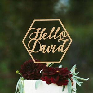 Hexagon Cake Topper Baby Shower Cake Topper With Personalized - Etsy