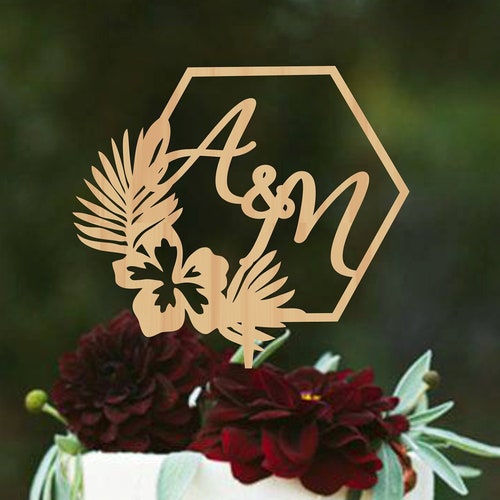 Tropical Wedding Cake Topper Hexagon Cake Toppers for - Etsy