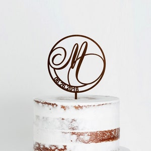 Letter M Cake Topper, Single Letter Cake Topper, Initial Wedding Cake ...
