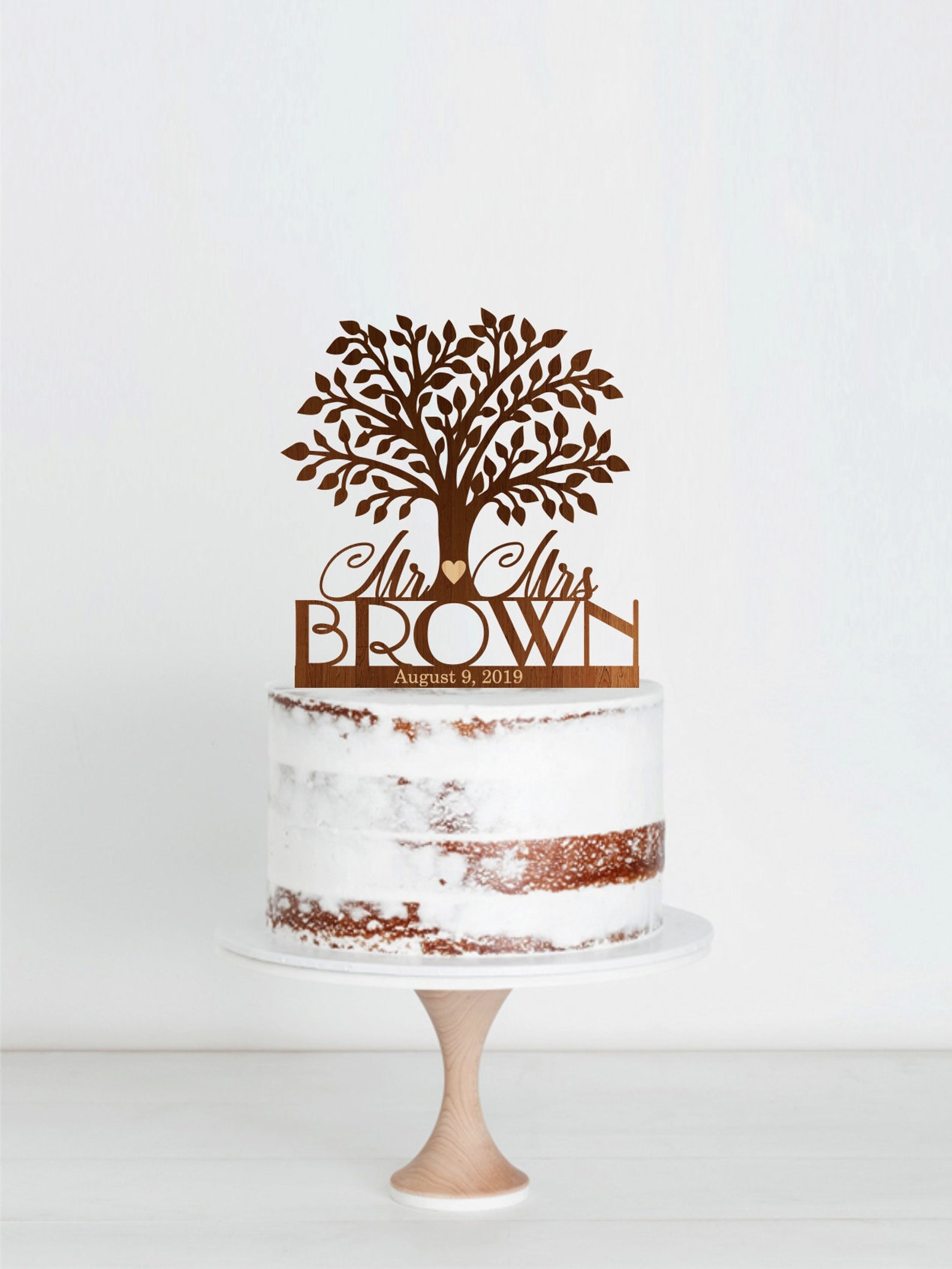 Mr & Mrs Weddig Cake Topper With Tree Cake Toppers for | Etsy