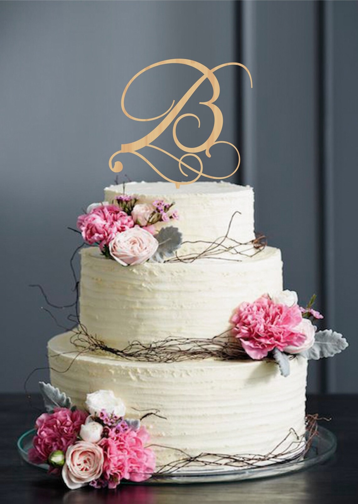 Letter B Wooden Cake Topper Single Initial Cake Topper for - Etsy