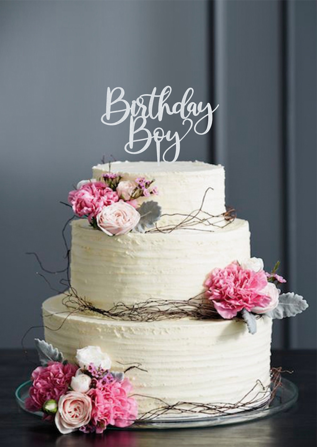 Birthday Boy Cake Topper Silver Cake Topper for Birthday - Etsy