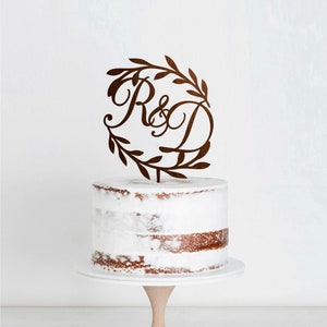 Custom Initials Cake Topper Svg, Wreath Wedding Topper Laser Cut Files ...
