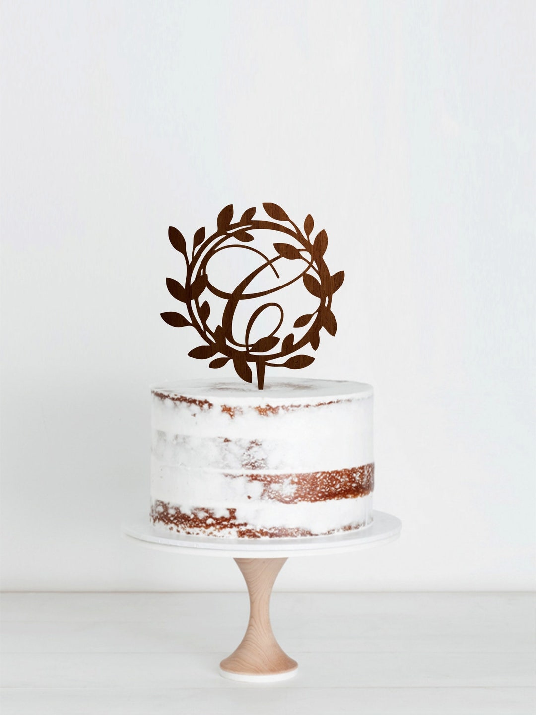 Letter C Cake Topper, Custom Wreath Cake Topper, Floral Wreath Cake ...